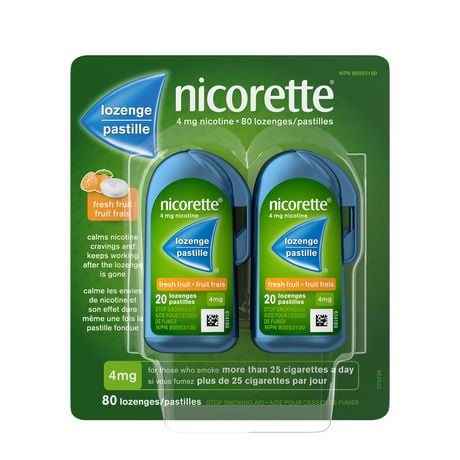 Nicorette Nicotine Lozenges, Quit Smoking Aid, Fruit, 4mg, 80 Count ...