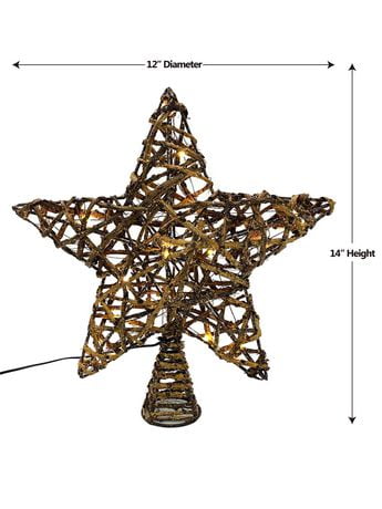 HOLIDAY TIME 12-IN. RATTAN STAR TREE TOPPER | Walmart Canada