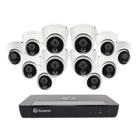 Swann 4K Ultra HD 16-channel 2TB Hard Drive NVR Security System with 12 ...