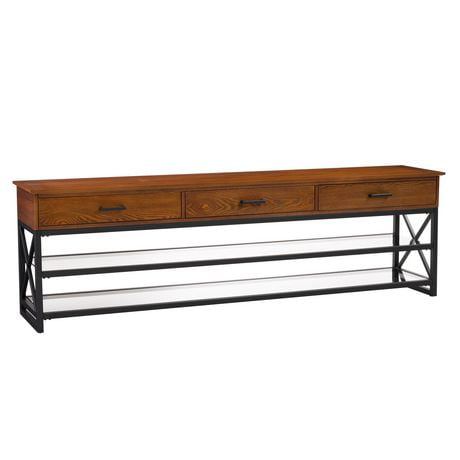 Click here for Corliving Houston Oak Wood Veneer Tv Bench With Gl... prices