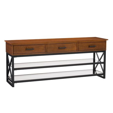 Click here for Corliving Houston Oak Wood Veneer Tv Bench With Gl... prices