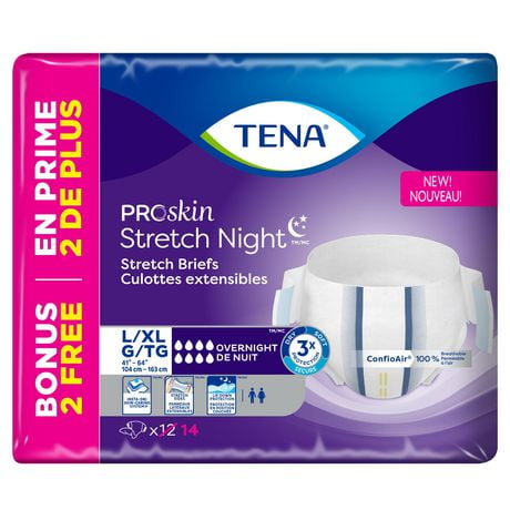 TENA PROskin Stretch Night Brief L/XL, 12+2, 14 count | Walmart Canada