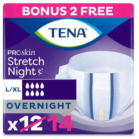 TENA PROskin Stretch Night Brief L/XL, 12+2, 14 count, 14 Count ...