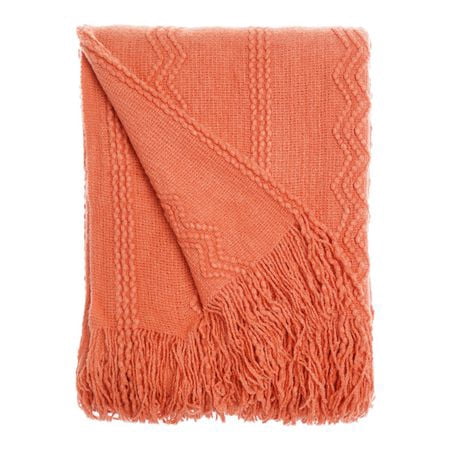 Woven Salmon Throw Blanket with Tasseled Trim | Walmart Canada