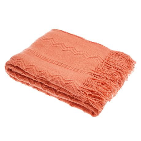 Woven Salmon Throw Blanket with Tasseled Trim | Walmart Canada