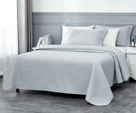 Millano Classic Quilt Set - Light Grey - Walmart.ca
