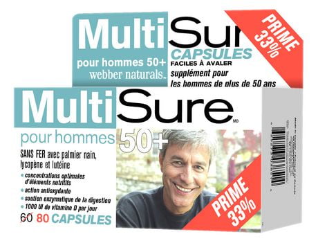 Webber Naturals® MultiSure® for MEN 50+, Easy Swallow Multivitamin ...