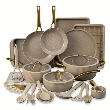 Thyme & Table Signature Series 32-Piece Cookware & Bakeware Set Ribbed ...