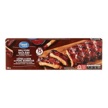 Great Value BBQ Pork Back Ribs, 500 g - Walmart.ca