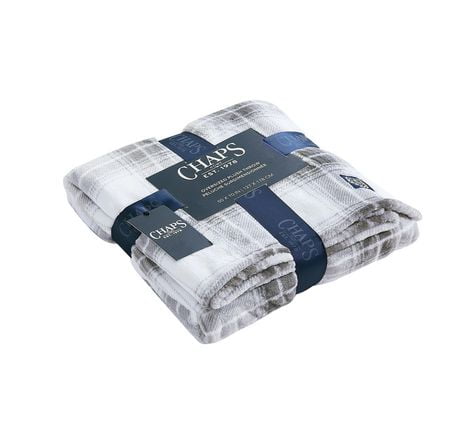 Chaps Solid Silky Soft Flannel Fleece Throw Blanket Grey 50” X 70” (One ...