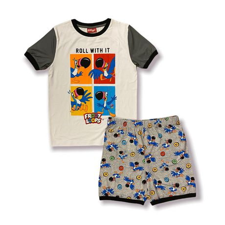Froot Loops Boy's 2 piece pyjama set. 2 toned Short sleeve crew neck ...