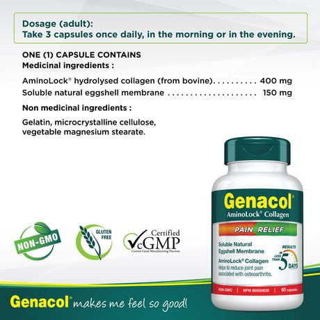 Genacol® Pain Relief with Natural Soluble Eggshell Membrane + AminoLock ...