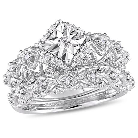 Click here for Miabella 1/5 Carat T. W. Diamond Sterling Silver V... prices