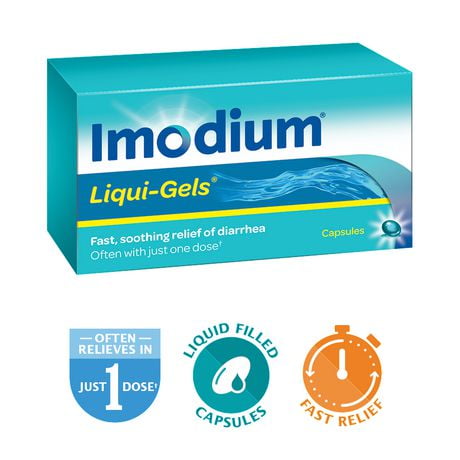 Imodium Liqui-Gels - Fast Relief of Diarrhea - Loperamide Hydrochloride ...