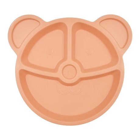 Mainstays Bear Pink Plastic Kids Divider Plate, 1 Piece, For Toddlers ...