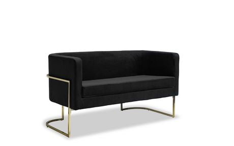 Click here for Topline Home Furnishings Black Velvet Loveseat Bla... prices