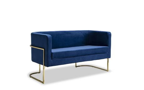 Click here for Topline Home Furnishings Navy Blue Velvet Loveseat... prices