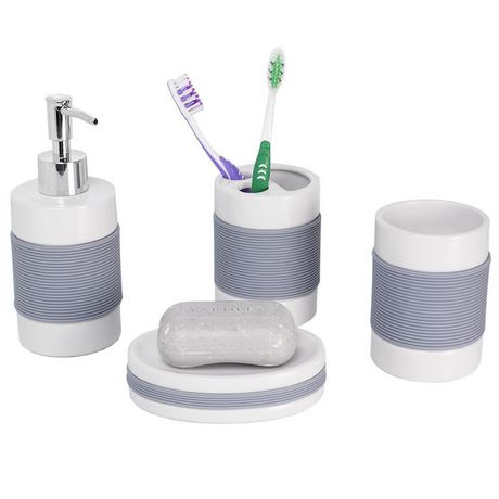 Click here for Home Basics 4 Piece Bath Accessory Set With Rubber... prices