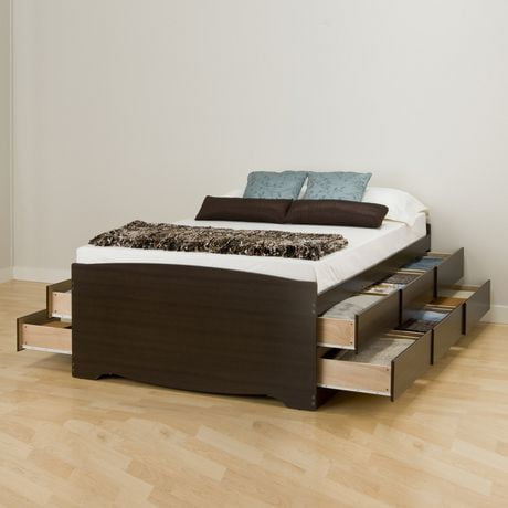 Prepac Tall Full Captain’s Platform Storage Bed with 12 Drawers ...