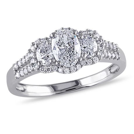 Click here for Miabella 1 Carat T. W. Diamond 14K White Gold Oval... prices