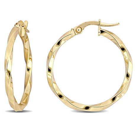 Click here for Miabella 10K Yellow Gold Twisted Hoop Earrings Yel... prices