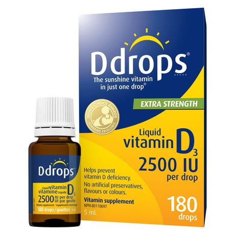 Ddrops® Extra Strength Liquid Vitamin D3 Vitamin Supplement, 2500 IU, 5 ...