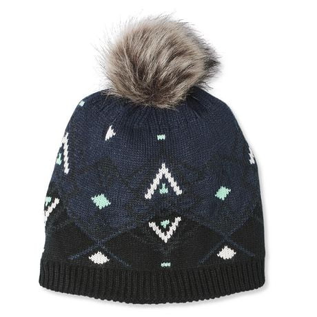 George Women's Jacquard-Knit Toque with Faux-Fur Pom | Walmart Canada