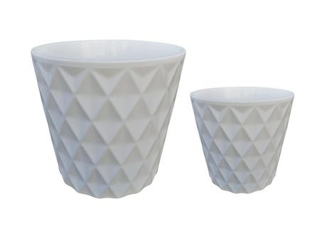 Click here for Hometrends 5 & 8 Tapered Geo Pot - Wht White 8 prices