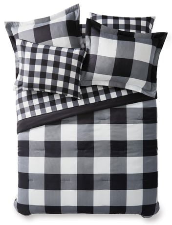 Mainstays Buffalo Check 7 Piece Bed in a Bag Set, Double, Queen, King ...