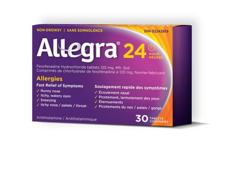Allegra 24 Hour Allergy Medication, 120 mg, 30 Count Tablets, Non ...