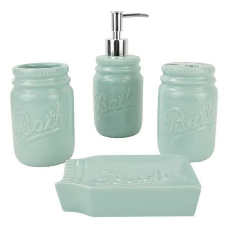 Click here for Home Basics 4 Piece Dolomite Mason Jar Bath Set  M... prices