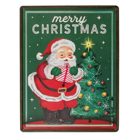 Holiday Time Santa Metal Hanging Sign | Walmart Canada