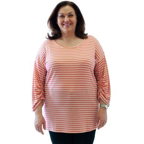 Como Blu Ladies Plus Stripe Knit Top | Walmart Canada