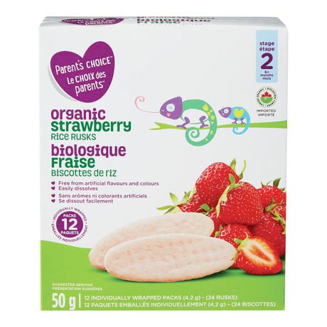 Parent's Choice Organic Strawberry Rice Rusks | Walmart Canada