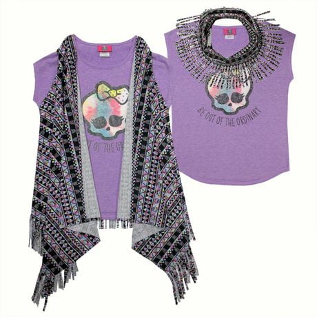 Monster High Girls' 2 Pieces Tee and Fringe Scarf | Walmart Canada