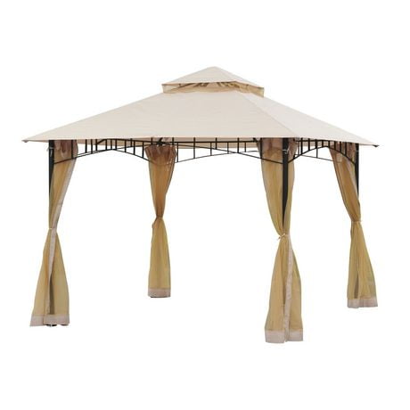 Click here for Outsunny Double-Tier 10Ft 10Ft Gazebo Beige Rectan... prices