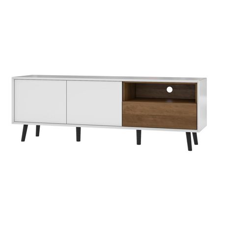 Click here for Bestar Alga 63W Tv Stand White & Walnut Brown Whit... prices