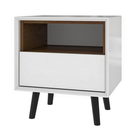 Click here for Bestar Alga 19W End Table White & Walnut Brown Whi... prices