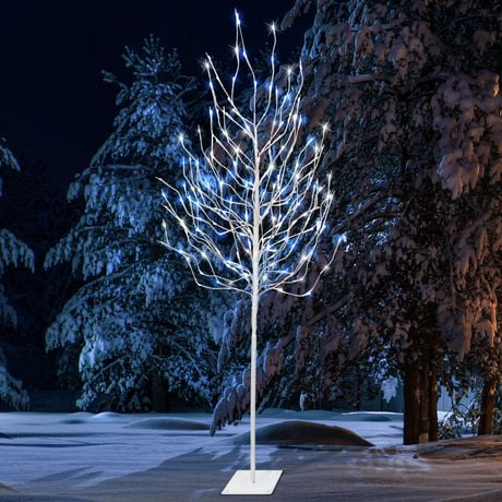 6FT White Tape Tree with 204 Blue and White LED Lights. Color changing ...