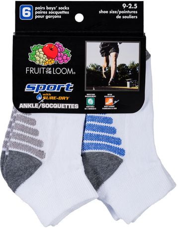 Click here for Fruit Of The Loom - Boys Sport Ankle - 6 Pairs Whi... prices