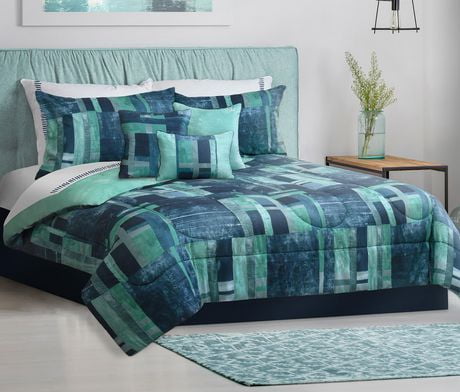 Click here for Safdie & Co. Comforter Set 7Pc Q Grafix Blue Queen prices
