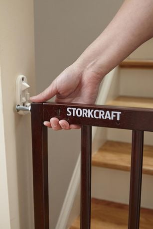 Storkcraft Easy Walk-Thru Wooden Safety Gate Natural Adjustable Baby ...