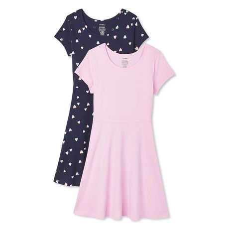 Click here for George Girls Short Sleeve Skater Dress 2-Pack Pink... prices