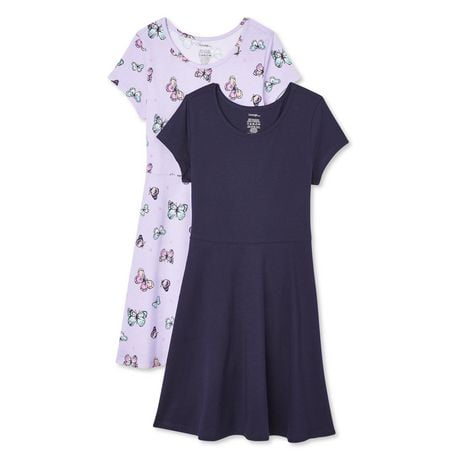 Click here for George Girls Short Sleeve Skater Dress 2-Pack Navy... prices