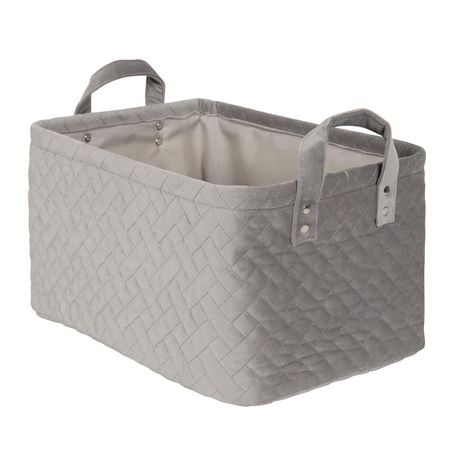 Hometrends Winslow Velvet Storage Basket with Handles Gray | Walmart Canada
