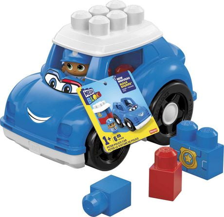 Mega Bloks First Builders Peter Police Car with Big Building Blocks- 6 ...