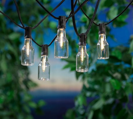 Mainstays 10-count Warm White LED Bottle String Lights - Black Wire ...