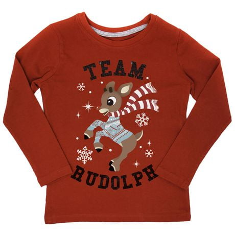 Rudolph, the Red Nosed Reindeer Christmas Girl's Long Sleeve T-Shirt ...