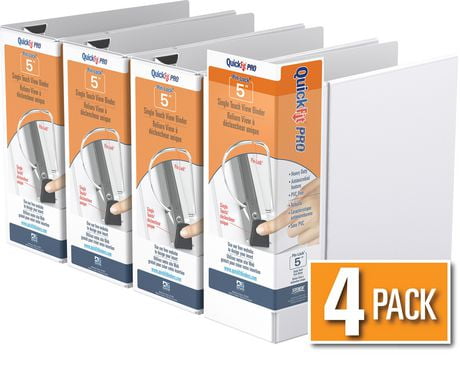 QuickFit® Pro Heavy Duty Single Touch Pin-Lock® View Binder, 4 Pack, 5 ...