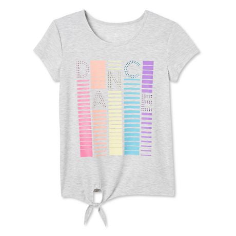 Click here for Athletic Works Girls Tie-Front Poly Tee Grey- Xl prices
